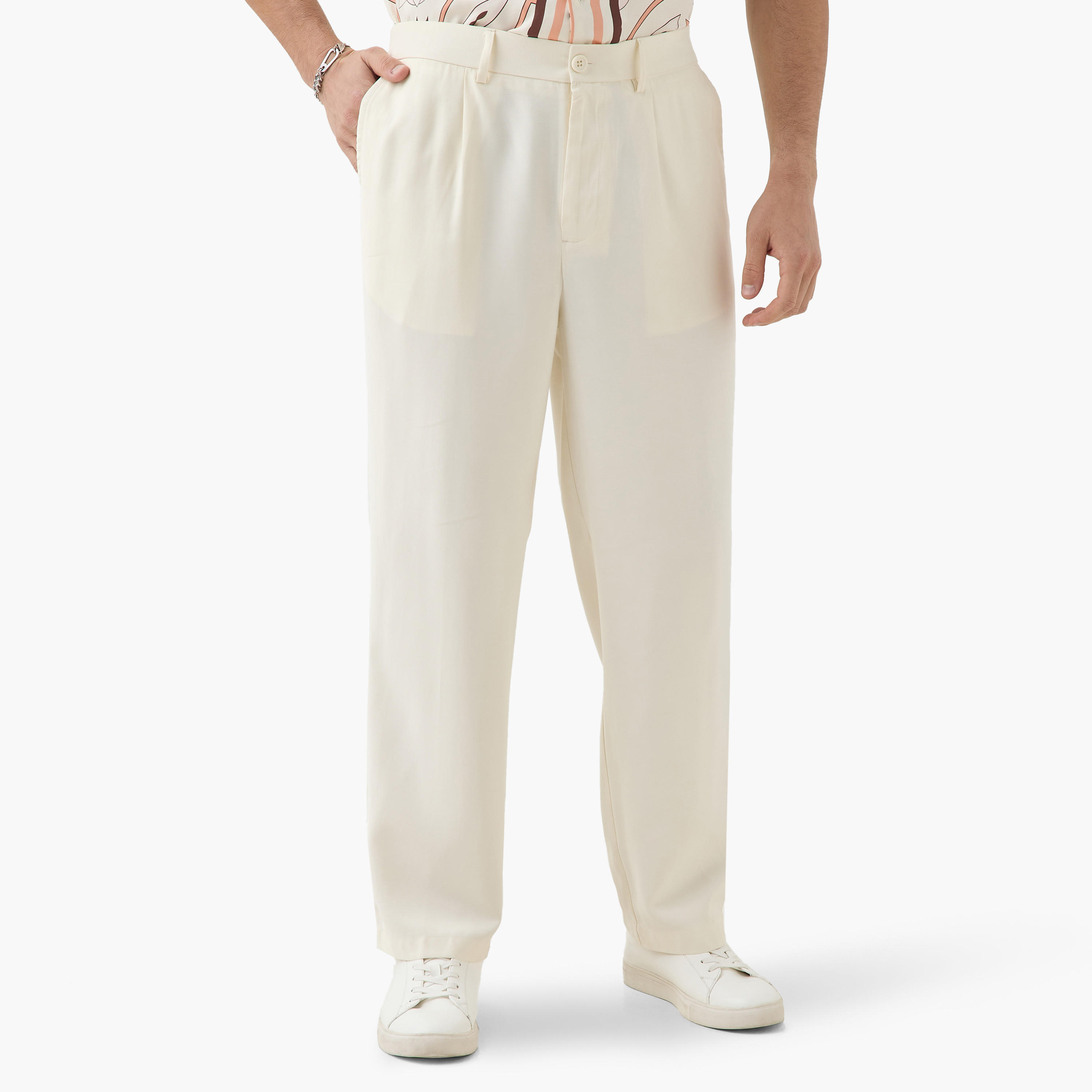 Shop Iconic Regular Fit Flexi Waist Trousers with Pockets Online ...